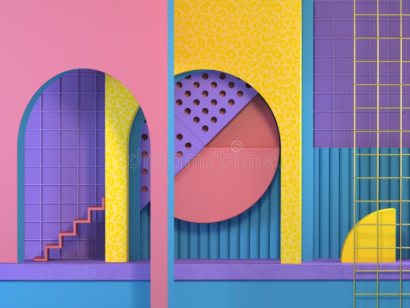 Abstract Interior Space in Memphis Style. Stock Illustration ...