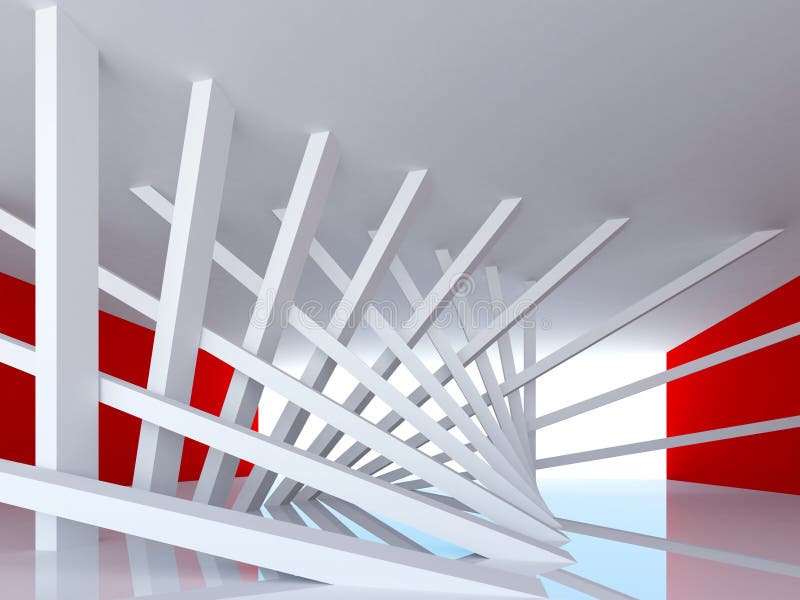 Abstract Interior with Tilted Columns Stock Illustration - Illustration ...