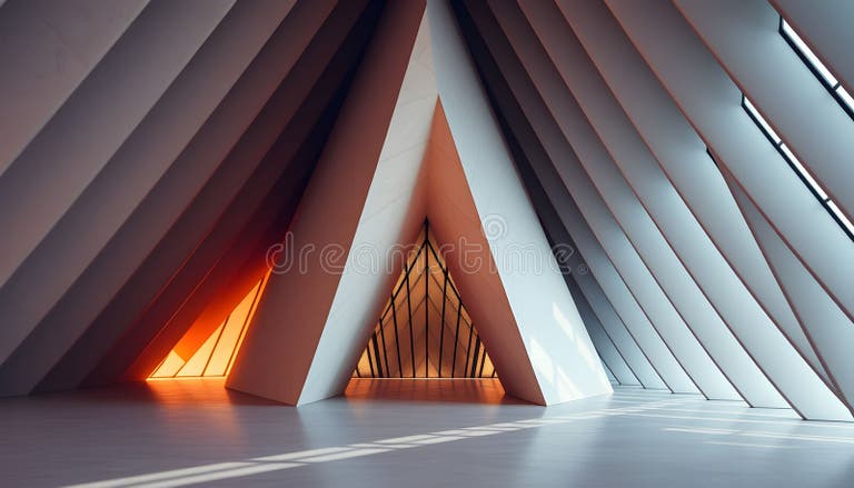 Illuminated Architectural Geometry: Abstract Interior Design Stock Illustration - Illustration ...