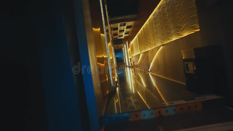 Abstract Interior View with Blue Neon Lighting and Geometric Shapes ...