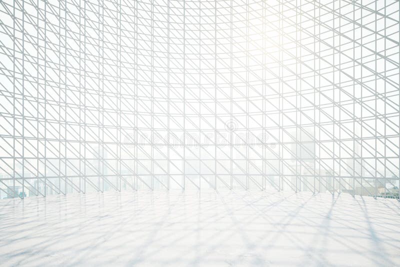 Abstract Interior with Window Grids Stock Illustration - Illustration ...