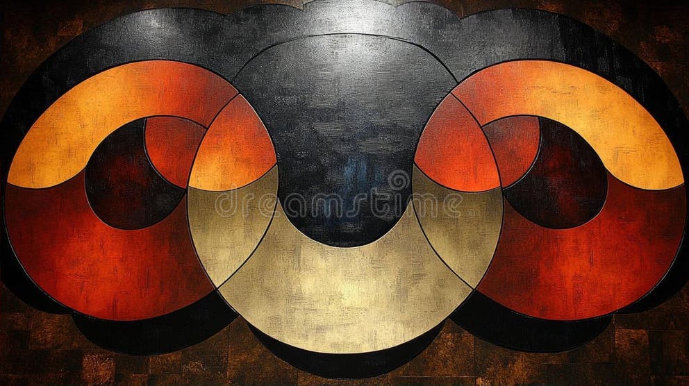 Abstract Interlocking Circles Pattern with Warm Color Palette Stock ...