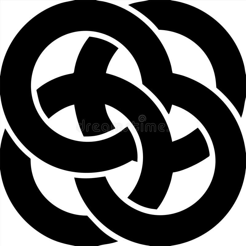 Abstract Interlocking Circular Geometric Vector Design Black and Grey ...