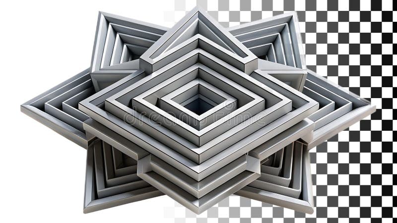 Abstract Interlocking Geometric Star Structure Metallic Png Transparent ...