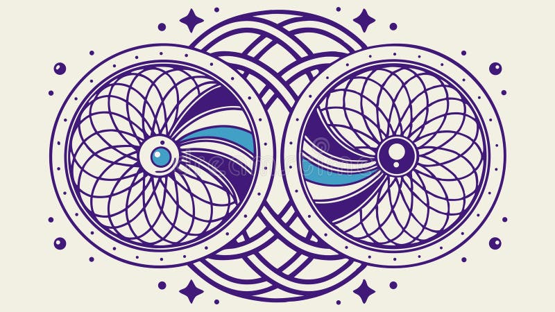 Abstract Interlocking Wheels with Dynamic Spirals Pattern, Vector ...