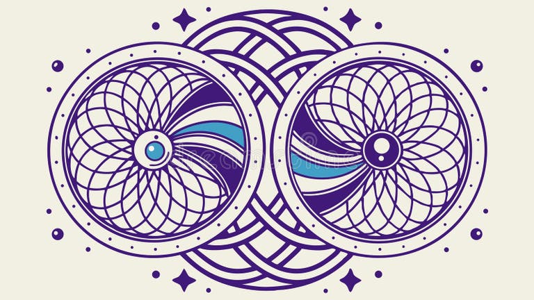 Abstract Interlocking Wheels with Dynamic Spirals Pattern, Vector ...