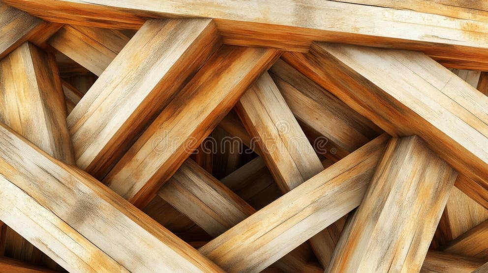 Abstract Interlocking Wooden Beams Pattern Stock Illustration ...