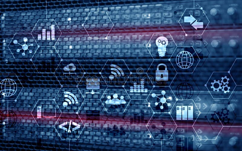 Big HDD Server Rack. Many Powerful Servers Running in the Data Center ...