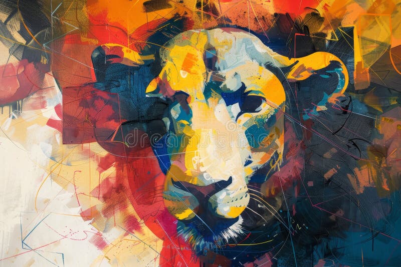 Abstract Interpretation of a Lion Painted on a Wall, an Abstract ...