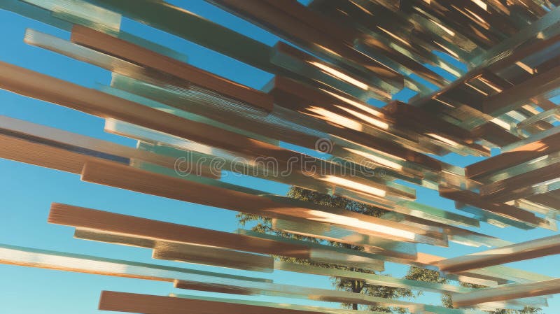 Abstract Intersecting Bamboo Texture Against Blue Sky for Modern Design ...