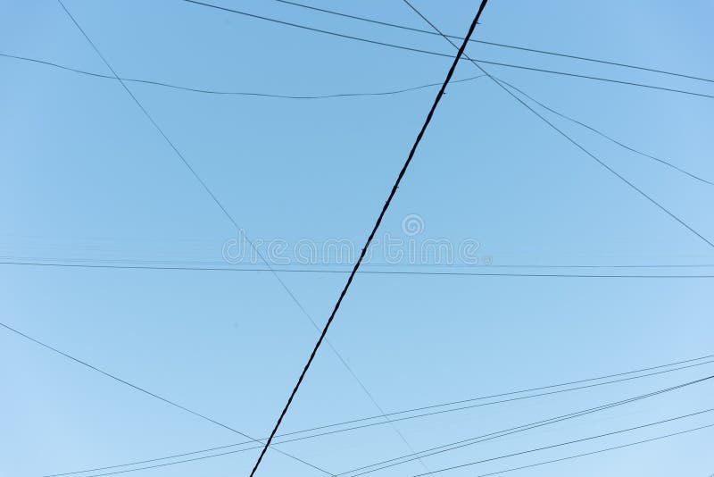 Abstract Intersecting Wires Against a Blue Sky Stock Image - Image of ...