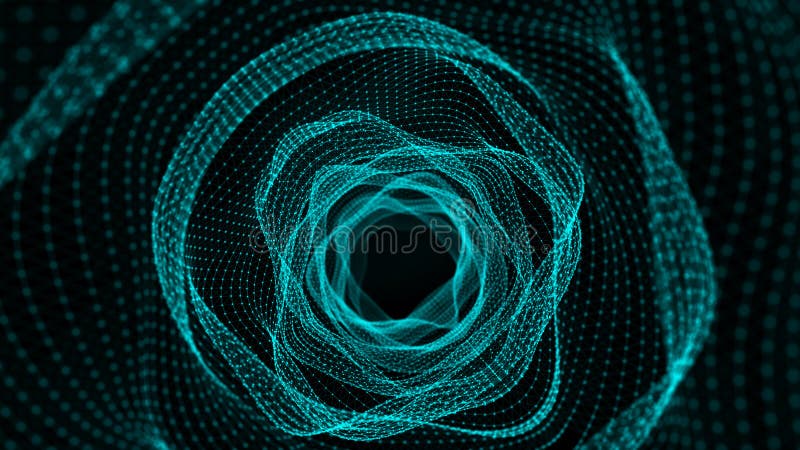 Abstract Interstellar Tunnel or Portal. 3D Wormhole with a Mesh ...
