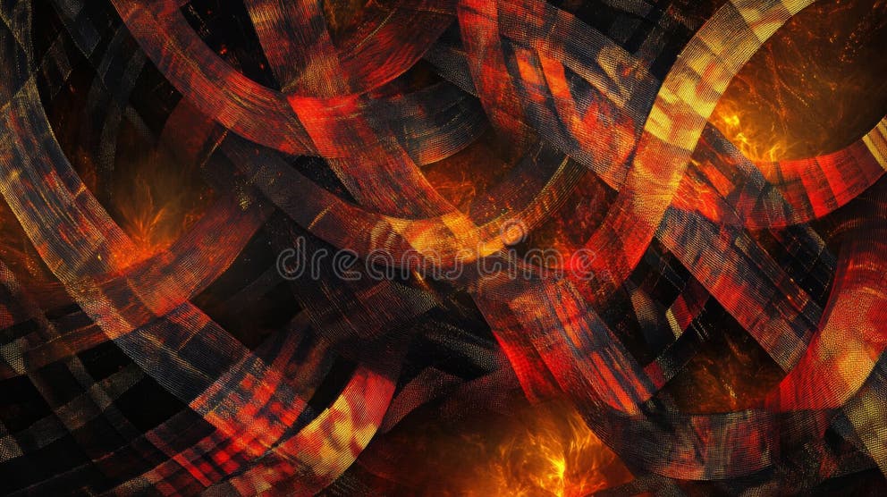 Abstract Intertwined Bands of Fire and Ember Stock Illustration ...