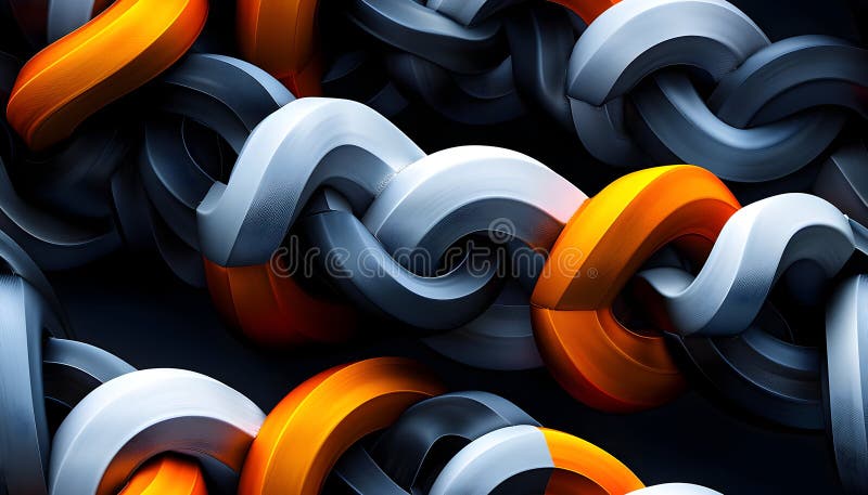 Abstract Intertwined Chains in Metallic Colors, Showcasing Design and ...