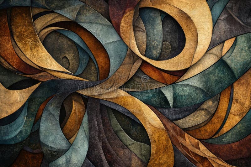 Abstract Intertwined Curves, a Tapestry of Color and Form Stock ...