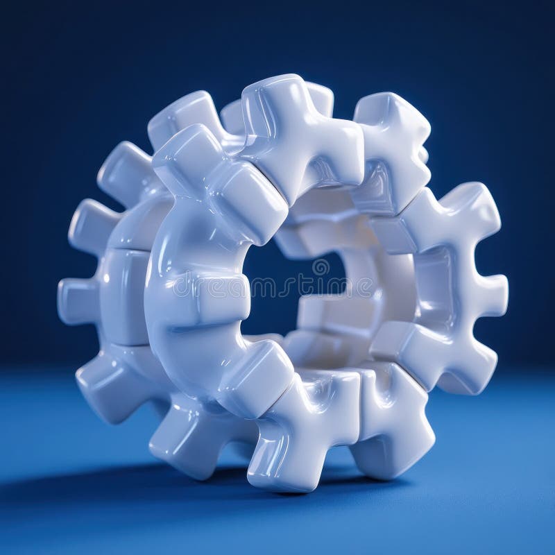 Abstract of White Intertwined Gears Stock Illustration - Illustration ...