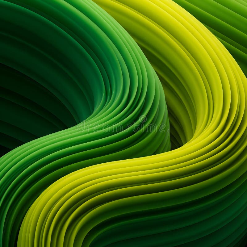 Abstract Intertwined Ribbons of Vibrant Green and Yellow Flow ...