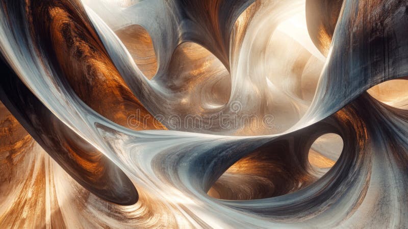 Abstract Intertwining Curves with Golden Highlights Stock Illustration ...