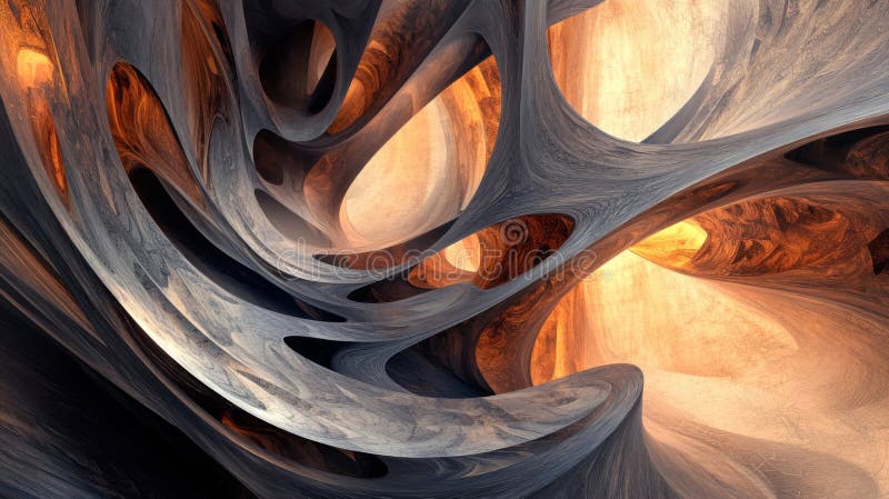 Abstract Intertwining Curves and Shapes in a Wooden Cave Stock ...