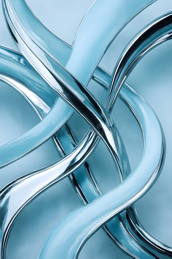 Abstract Intertwining Metallic and Glossy Shapes Create a Fluid ...