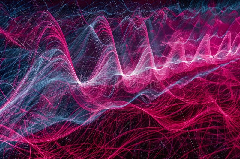 Abstract Intertwining Red and Blue Light Waves. Generative AI Stock ...