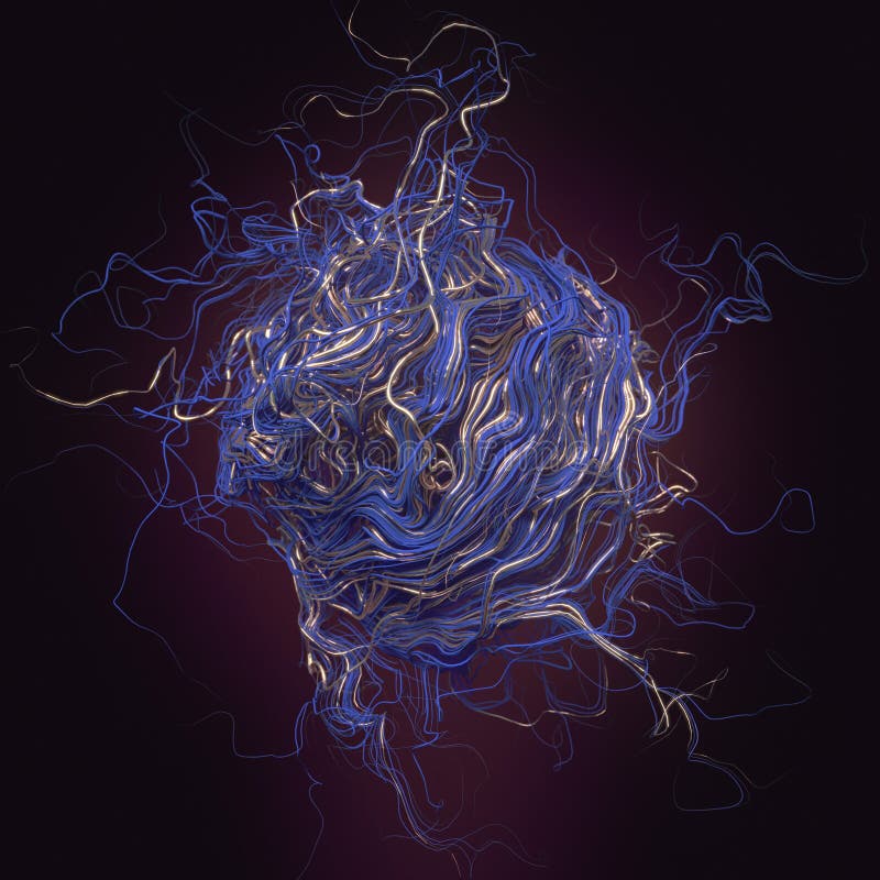 Abstract Interweaving Psychedelic Blue and Silver Lines on a Dark ...