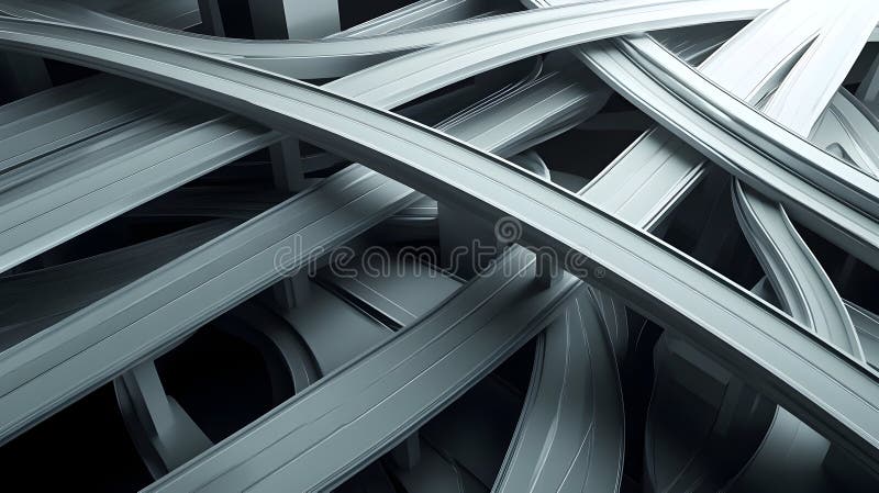 Abstract Interwoven Metal Highways Art with Dynamic Architecture and ...
