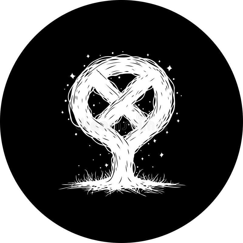 Abstract Interwoven Symbol on Black, Suggestive of Growth, Magic, and ...