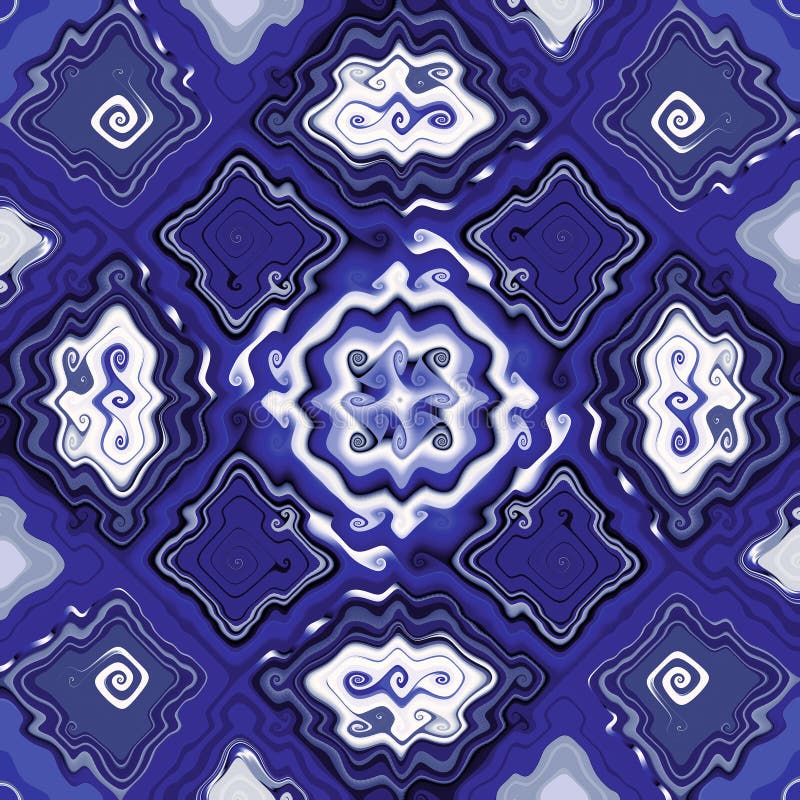 Abstract Intricate White and Blue Spiral Pattern Stock Illustration ...