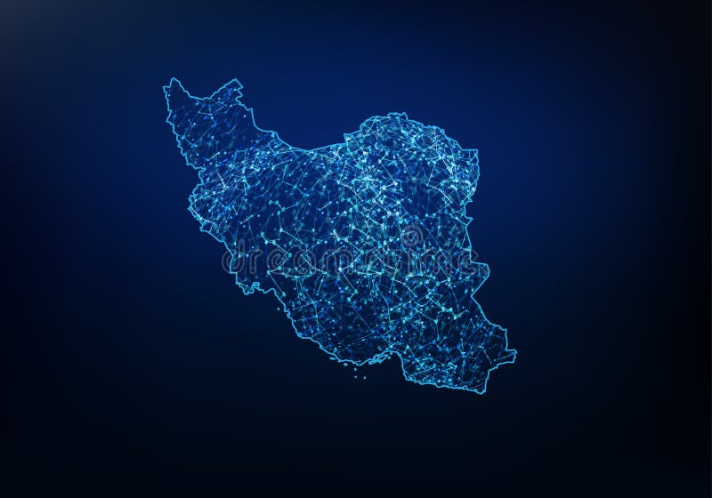 Iran Map Design with 3D Style. Blue Iran Map and National Flag Stock ...