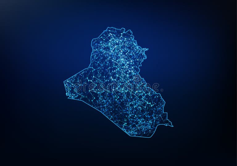 Abstract of Iraq Map Network, Internet and Global Connection Concept ...