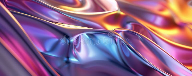 Abstract Iridescent Background Design, 3d Render, with a Blend of Sharp ...