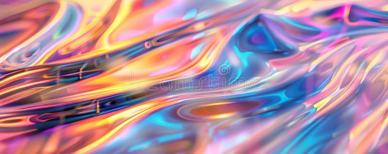 Abstract Iridescent Background Design, 3d Render, Featuring a Dynamic ...
