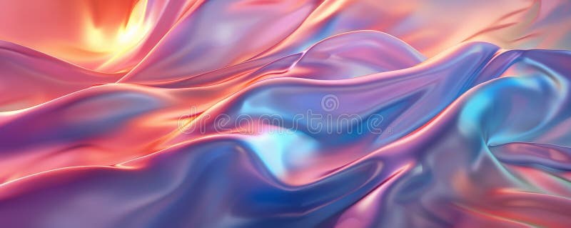Abstract Iridescent Background Design, 3d Render, with a Flowing, Wave ...