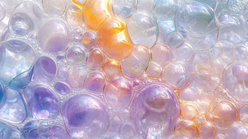 Abstract Iridescent Bubbles in Pastel Colors Form a Textured Pattern ...