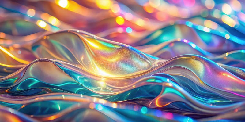 Abstract Iridescent Flowing Waves of Light and Color. Generative AI ...