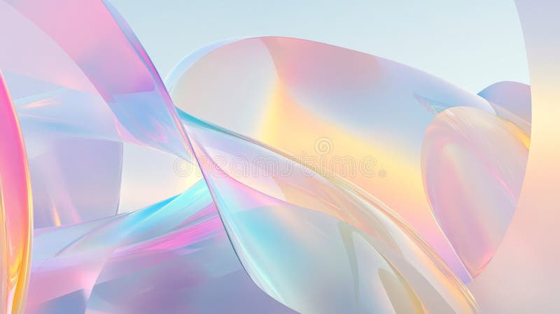 Abstract Iridescent Glass Shapes in Pastel Colors Stock Illustration ...