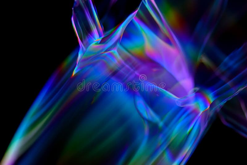 Abstract Iridescent Light Reflections on Black Background Creates Fluid ...