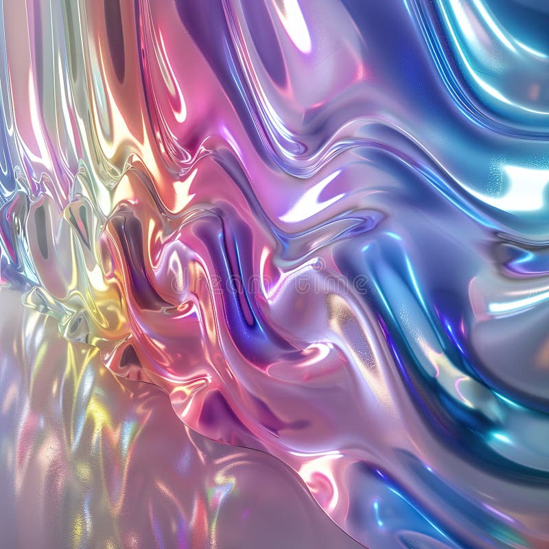 Abstract Iridescent Liquid, Flowing, Vibrant, Colorful, Shiny, Glossy ...