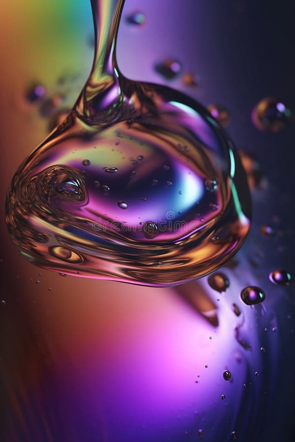 Abstract Iridescent Liquid on Metallic Background Close Up Stock Image ...
