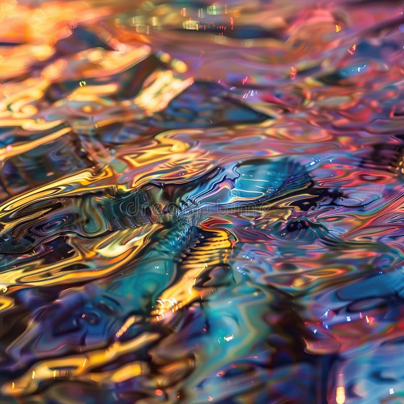Abstract Iridescent Liquid Swirls with Vibrant Colors and Reflections ...