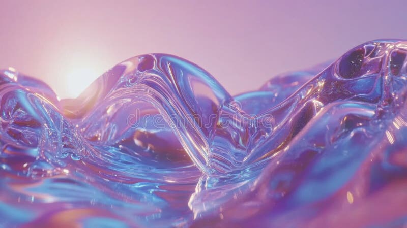 Abstract Iridescent Liquid Waves in Pink and Blue Stock Illustration ...