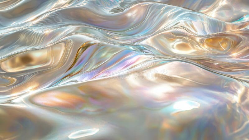 Abstract Iridescent Liquid Waves with Shimmering Colors and Light ...
