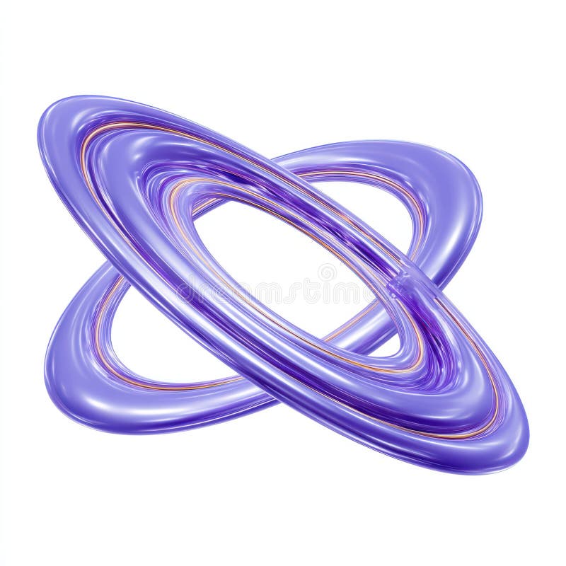 Abstract Iridescent Purple Rings 3D Render Stock Illustration ...