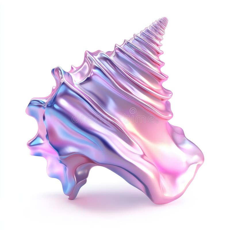 Abstract Iridescent Seashell, Holographic Pearl, 3D Render. Stock ...