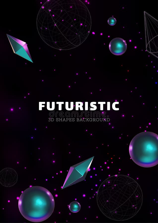 Abstract Iridescent Shapes and Space Background Poster Stock Vector ...