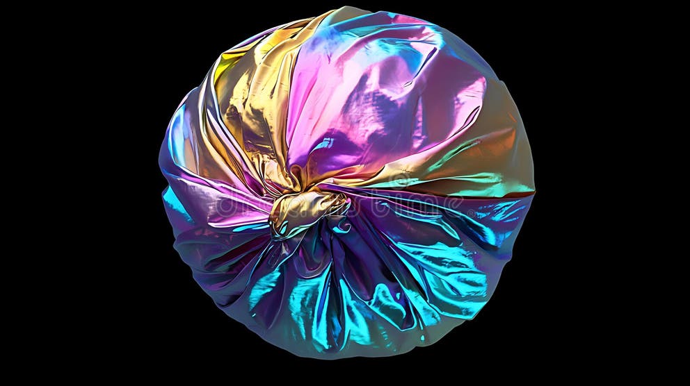 Abstract Iridescent Sphere with Folded Fabric-like Texture Stock ...