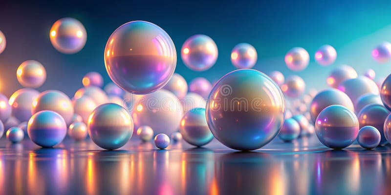 Abstract Iridescent Spheres Reflecting Light on a Smooth Surface ...