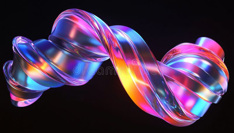 Abstract Iridescent Spiral Swirl 3d Render High Quality Image Stock ...