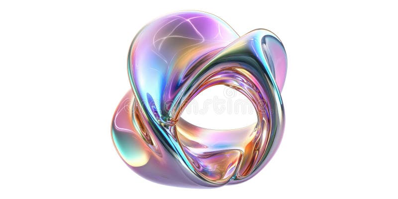 Iridescent Twisted Torus Shape Isolated Transparent Background Stock ...